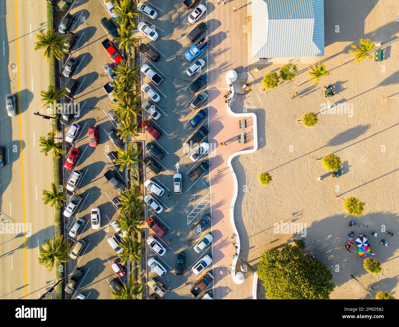 Aerial overhead photo Fort Lauderdale Beach parking lot Stock Photo - Alamy