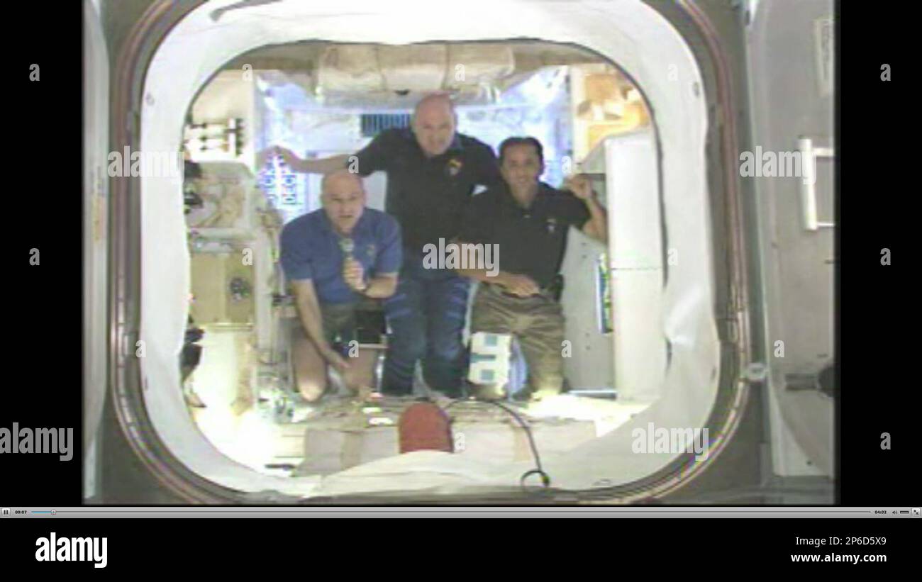 This image provided by NASA-TV shows Expedition 31 Flight Engineers Don ...