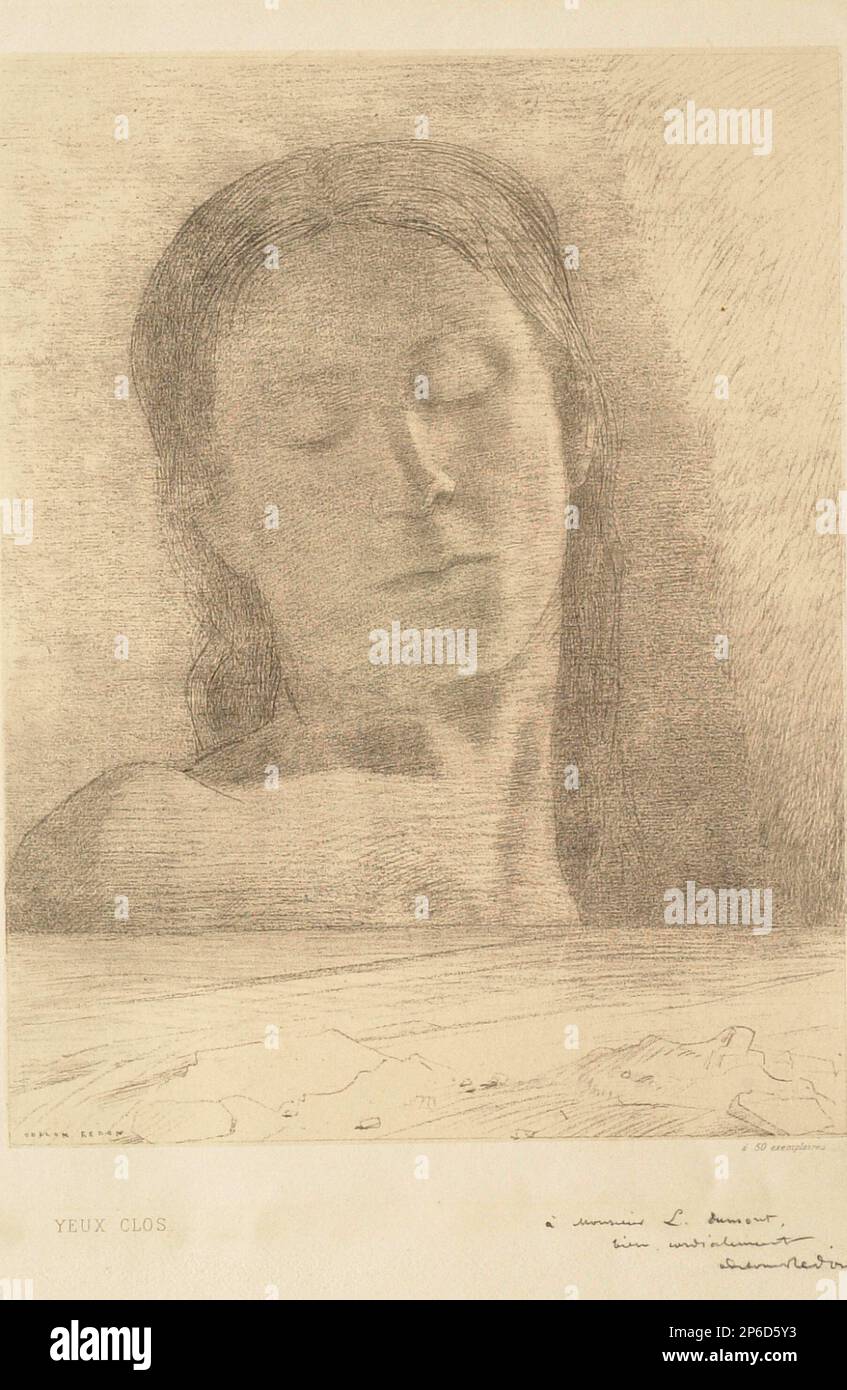 Odilon Redon, Closed Eyes, 1890, lithograph on paper Stock Photo - Alamy