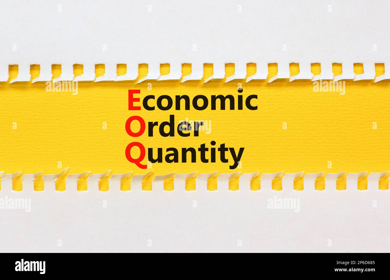 EOQ economic order quantity symbol. Concept words EOQ economic order quantity on yellow paper on ...