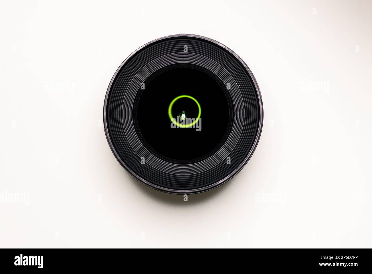 Isolated camera lens on white background with light rings inside lens ...