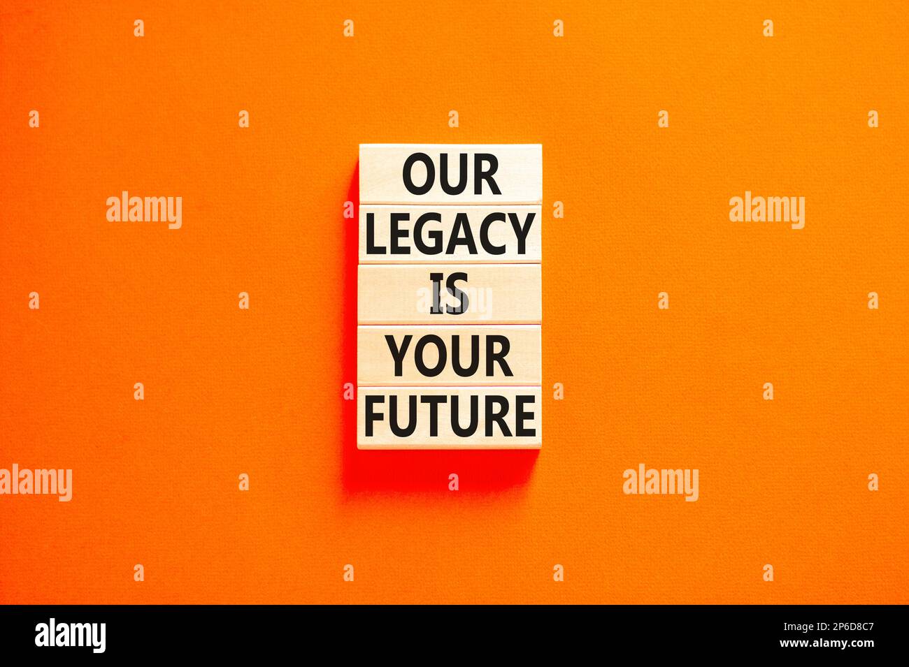 Legacy and future symbol. Concept words Our legacy is your future on wooden blocks. Beautiful ...