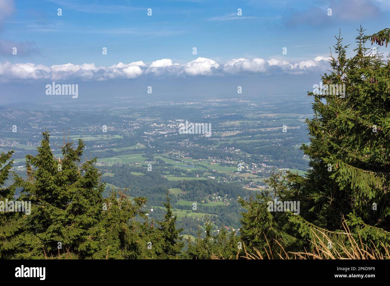 Towns Ostravice and Frydlant, view from nature reserve Spruce , Beskid ...