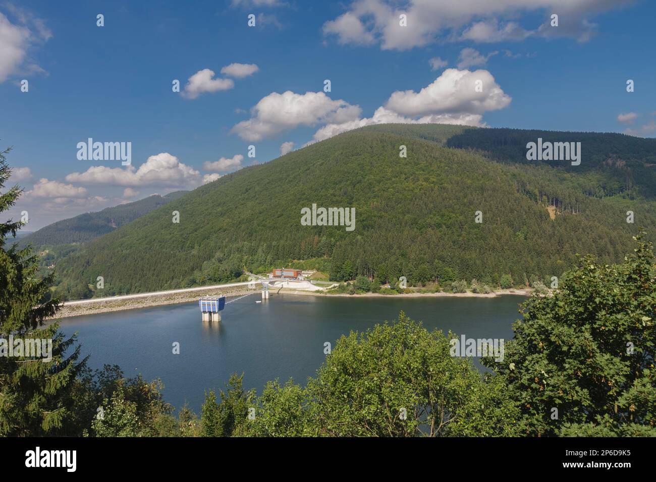 Sance Dam, water reservoir and dam in Beskid mountains. The dam is ...