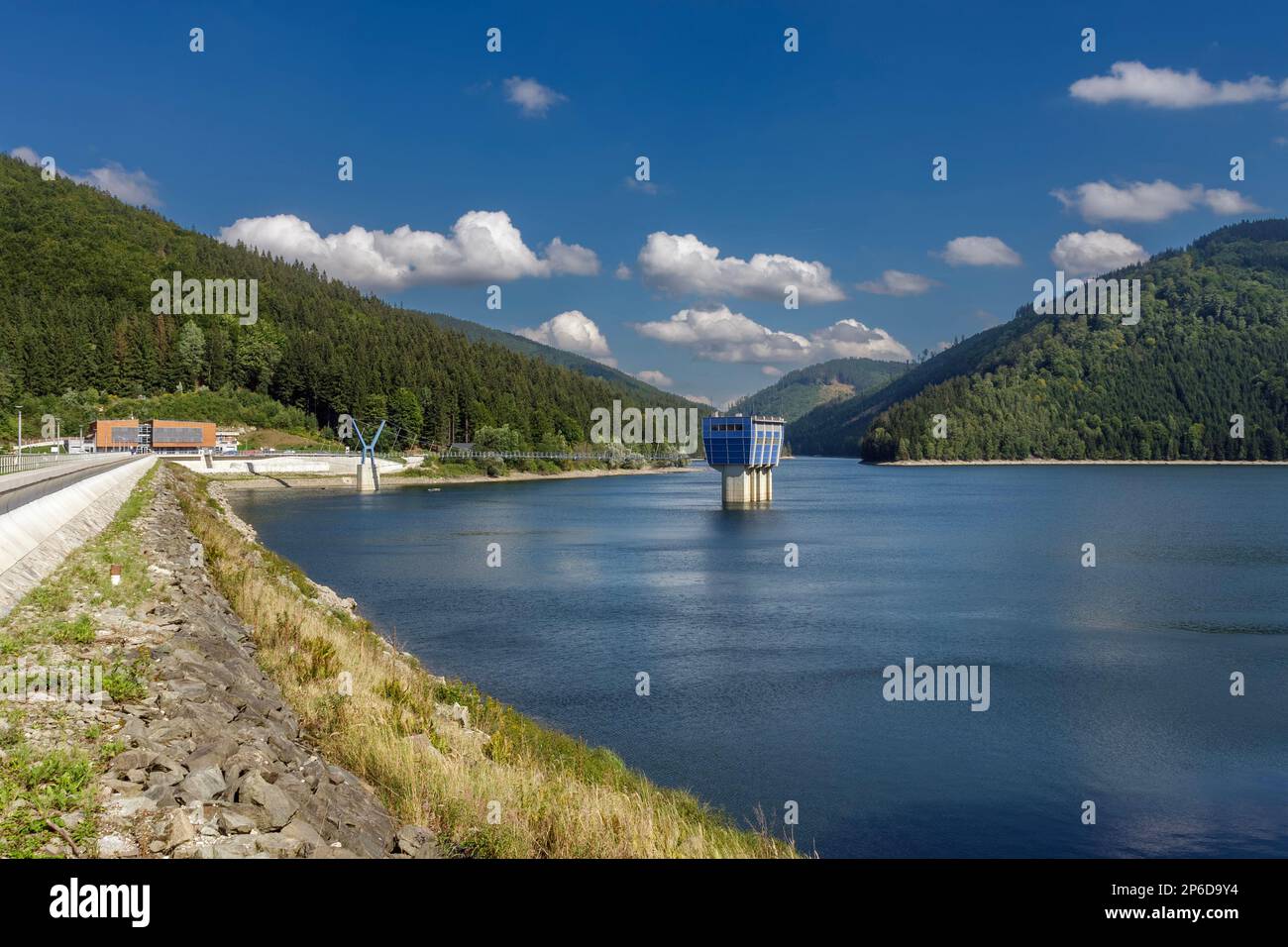 Sance dam, water reservoir and dam in Beskid mountains. The dam is ...