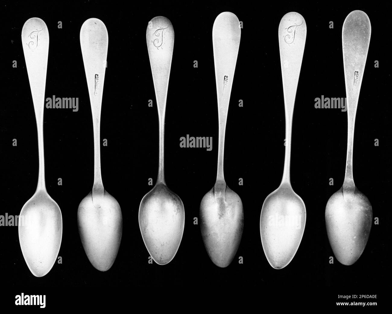 Samuel Drowne, Six Tea Spoons, c. 1805, silver Stock Photo - Alamy