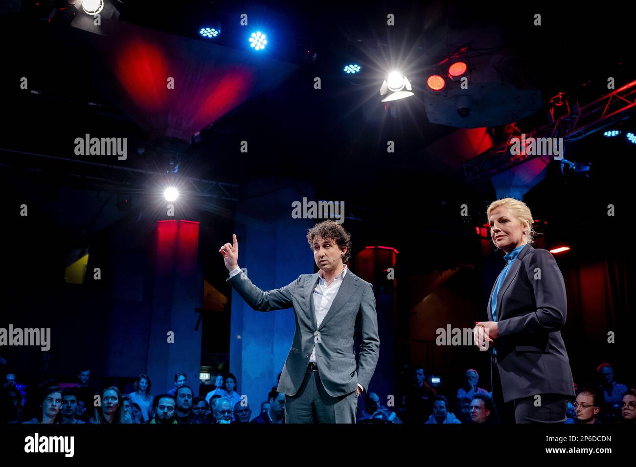 ROTTERDAM - Jesse Klaver and Attje Kuiken during a campaign meeting of ...