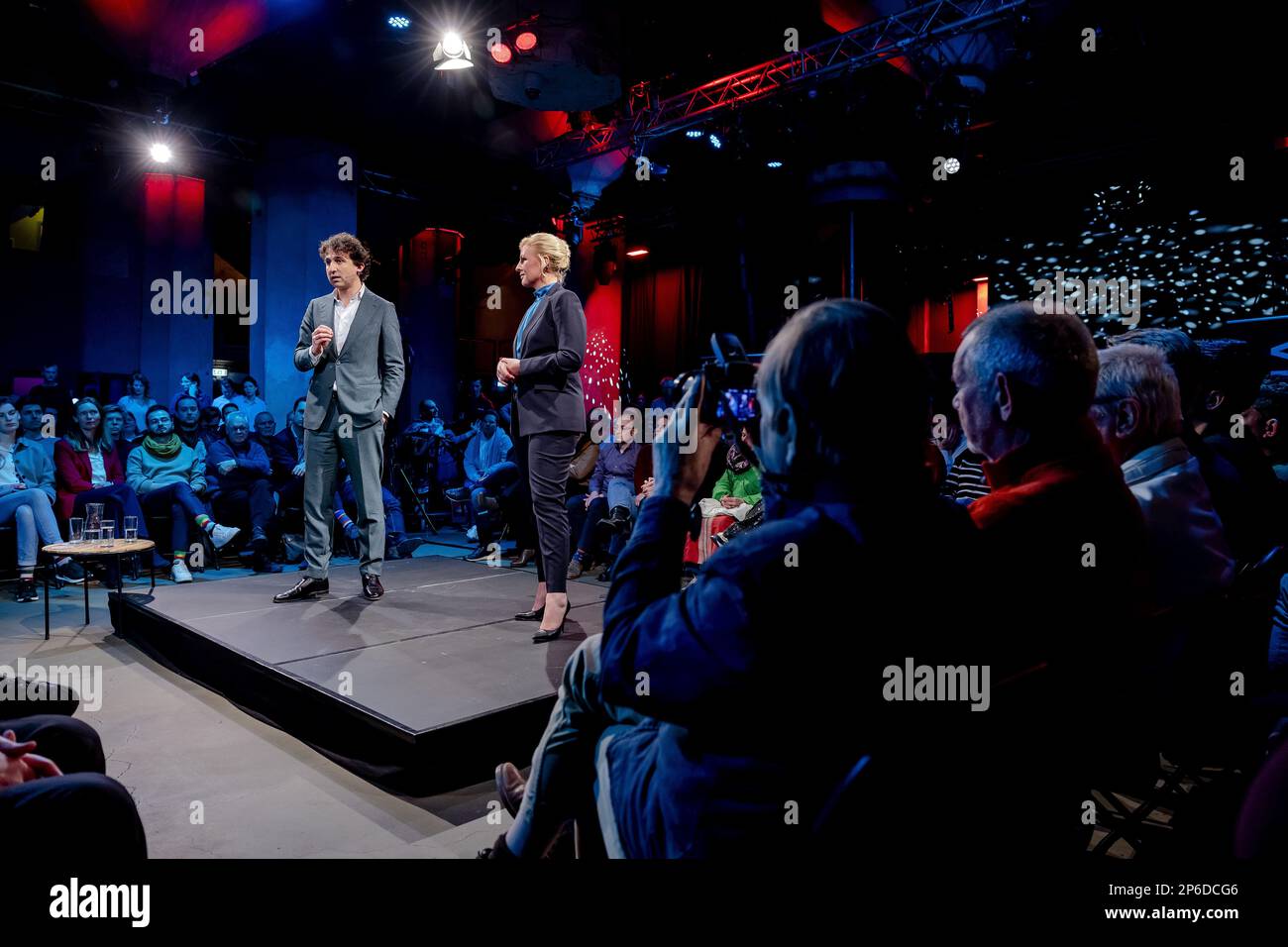 ROTTERDAM - Jesse Klaver and Attje Kuiken during a campaign meeting of ...
