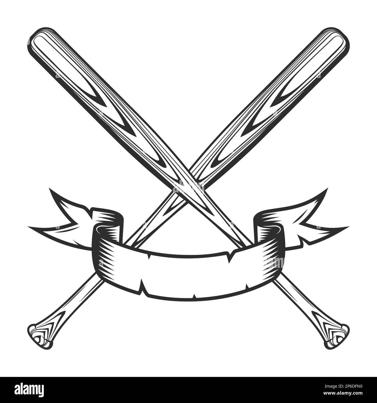 Baseball bat club emblem with ribbon design elements template in ...