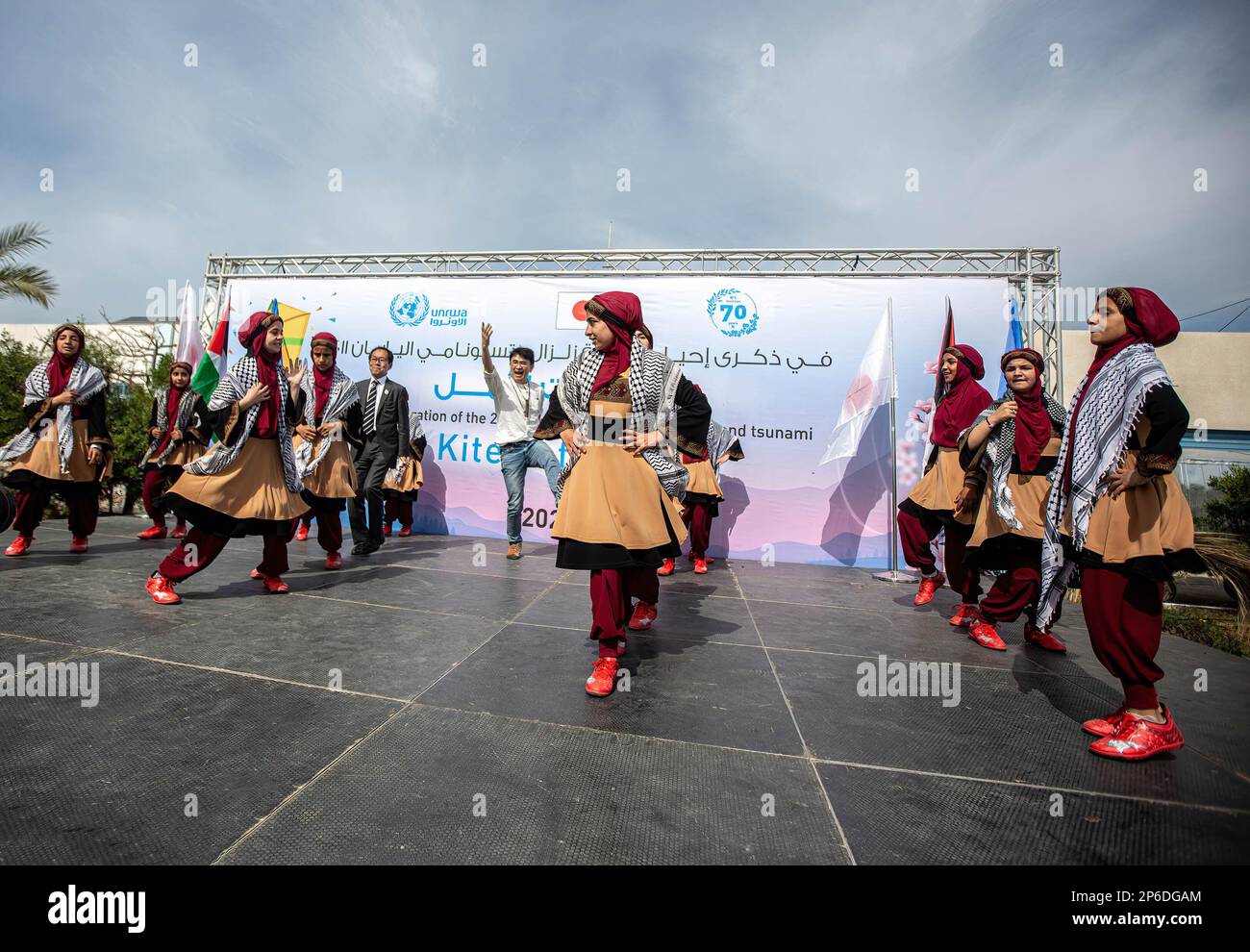 Palestinian children dance the popular Dabkeh to commemorate the ...