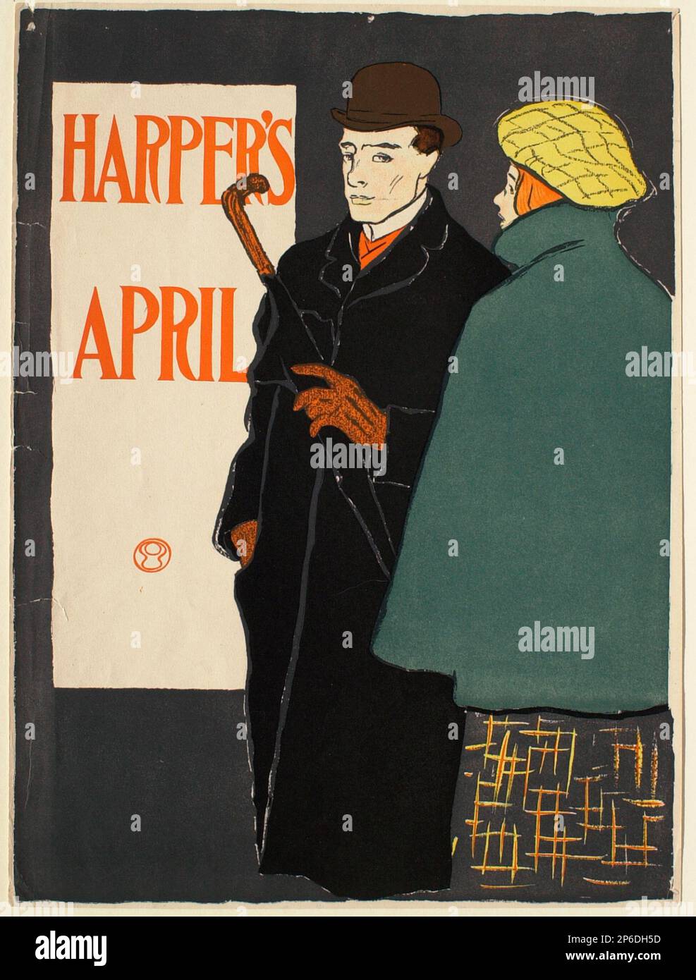 Edward Penfield, Man in Black Coat with Woman in Green Cape, April ...