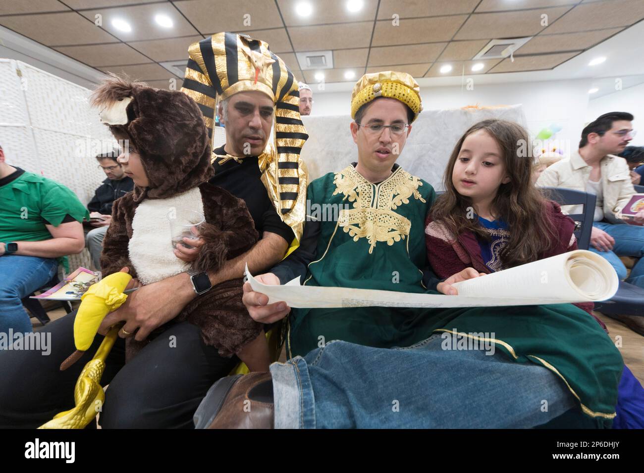 Harish, Israel. Reading of the scroll of Esther during the Jewish ...