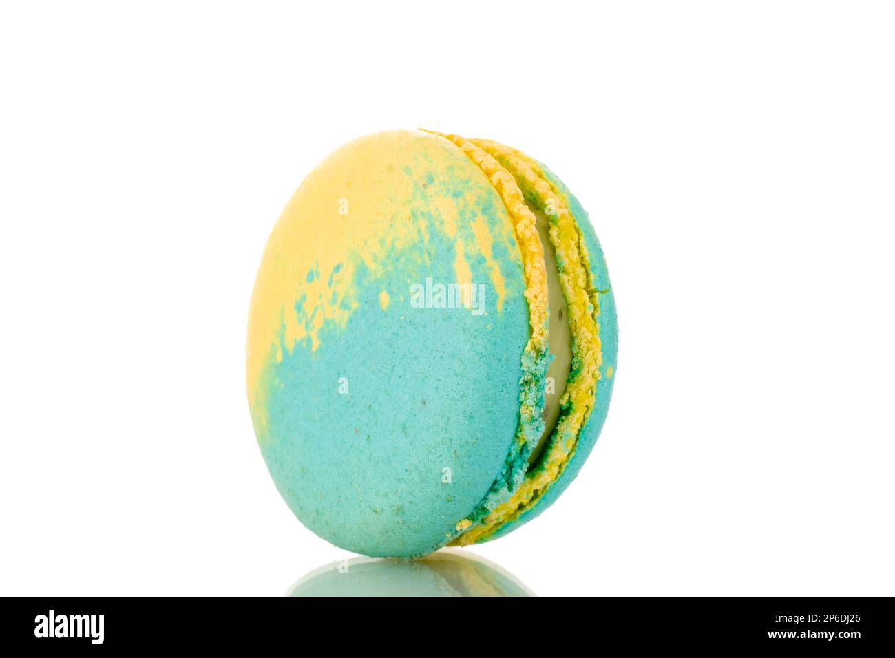One confectionery, sweet macaroon, macro, isolated on white background ...