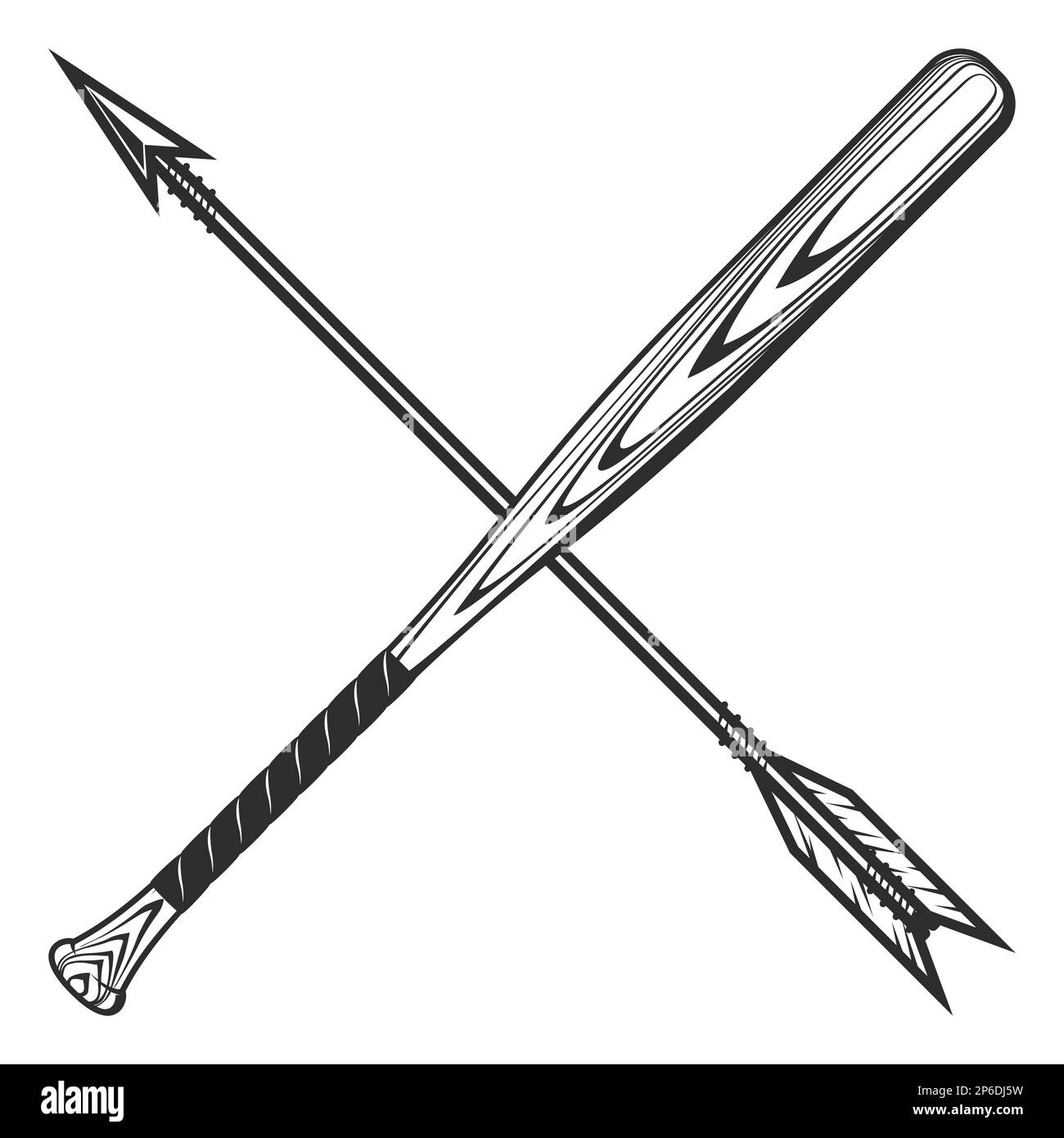 Arrow with arrowhead with baseball bat club emblem design elements ...