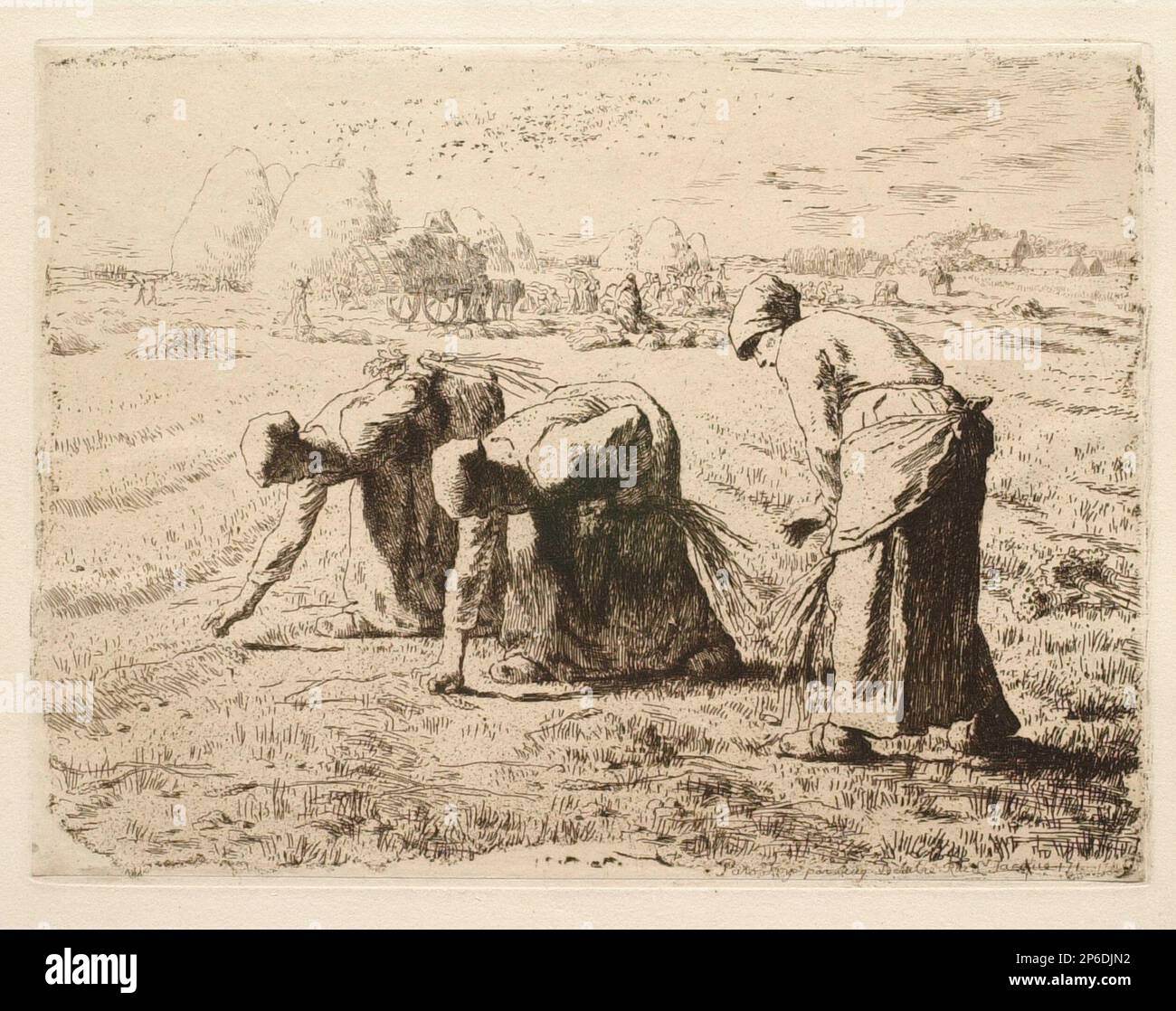 Jean-François Millet, Les glaneuses, c. 1855, etching on paper Stock ...
