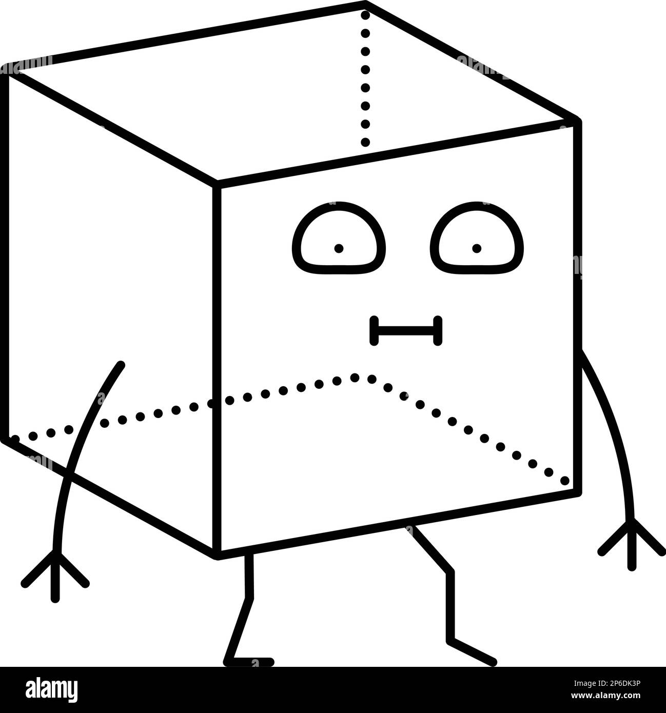 cube geometric shape character line icon vector illustration Stock ...
