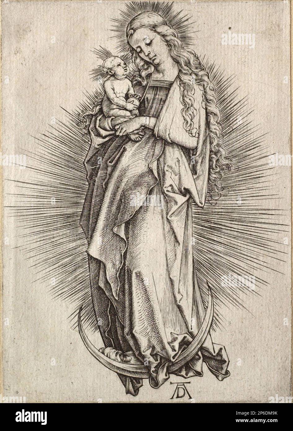 Albrecht Dürer, The Virgin on the Crescent, c. 1500, engraving on paper ...
