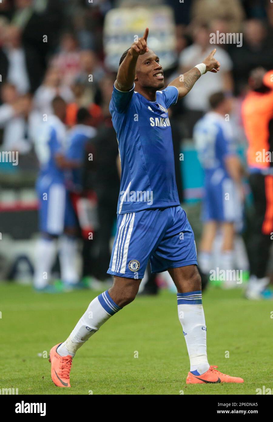 Didier Drogba of Chelsea celebrates ..in the UEFA Champions League ...