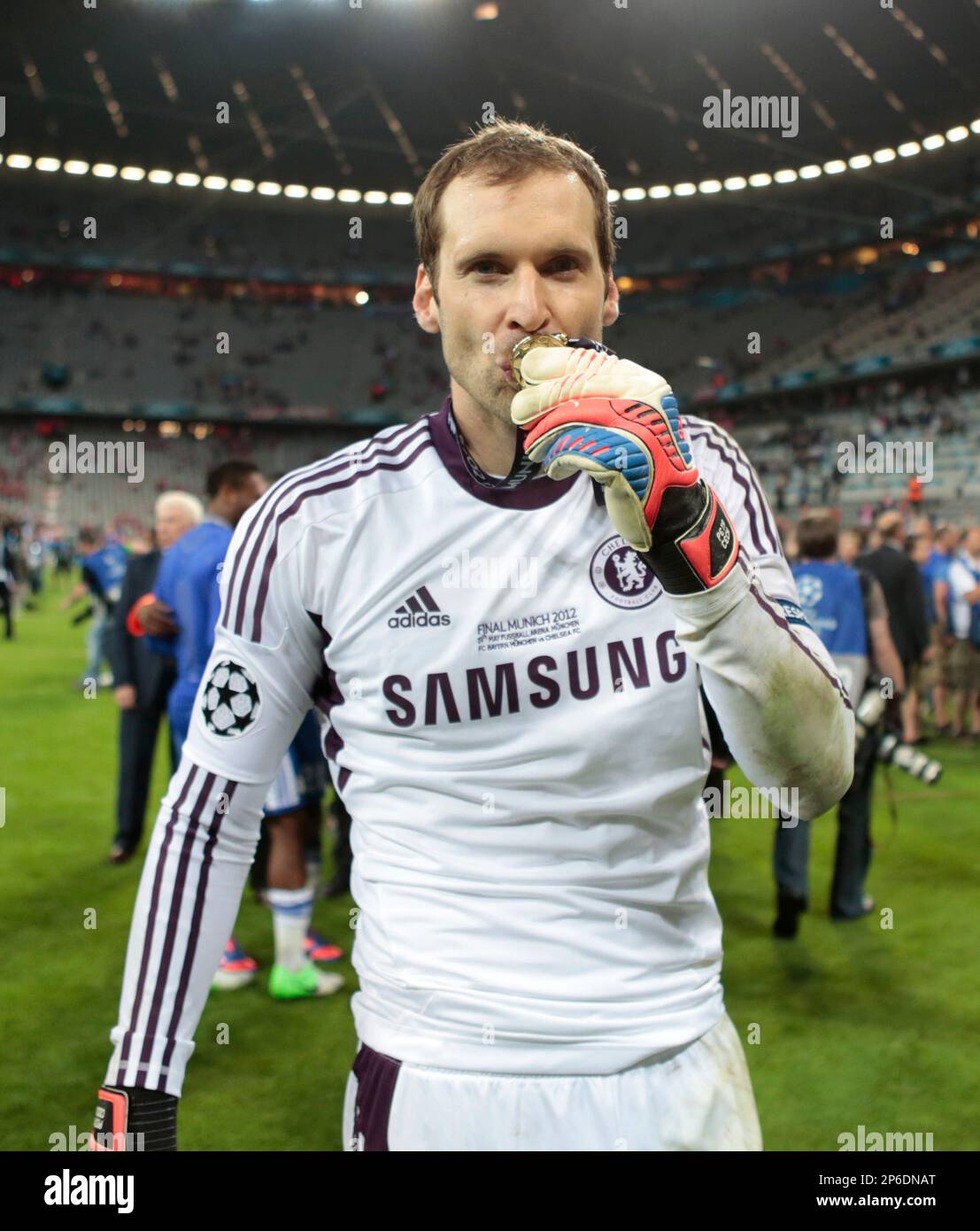 Petr Cech of Chelsea kisses his winners medal..in the UEFA Champions ...