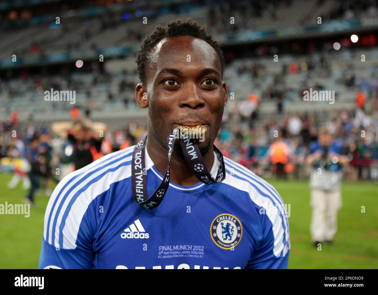 Michael Essien of Chelsea celebrates with his winners medal..in the ...