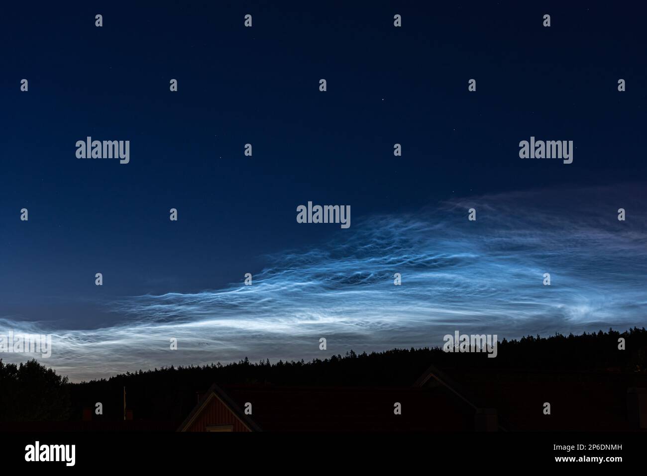 Noctilucent clouds high in the sky at midnight Stock Photo - Alamy