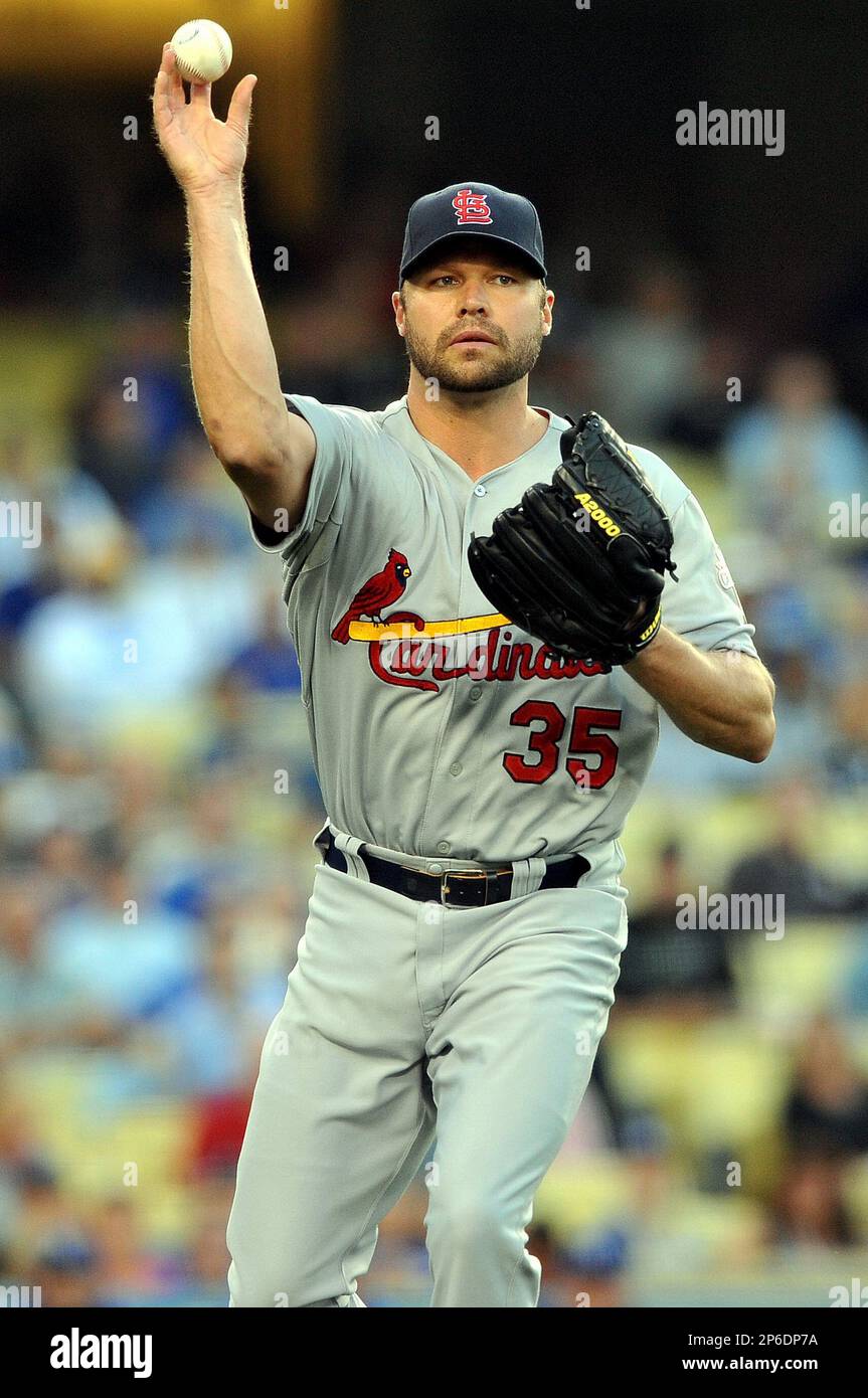May 19 2012 Los Angeles, CA..Cardinals Jake Westbrook #35 throws to ...