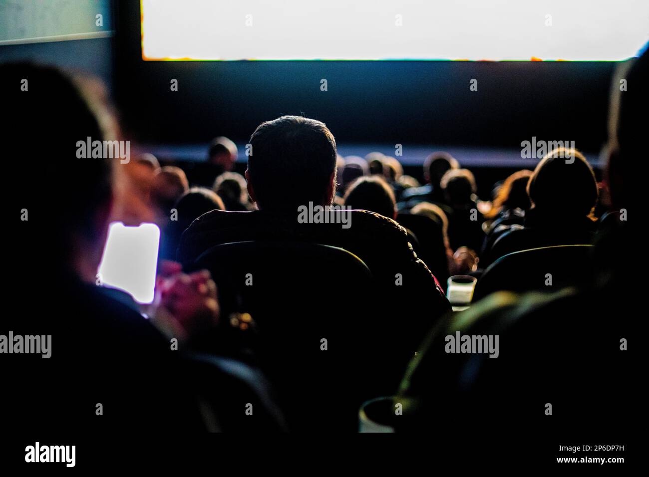 people in the cinema before watching a movie. horizontal Stock Photo ...