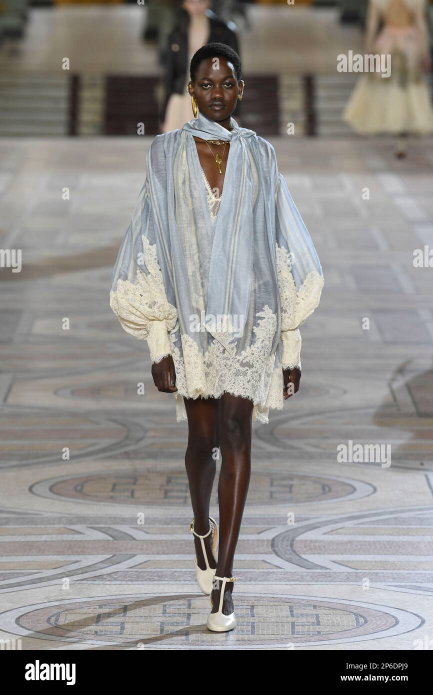 A model walks on the runway at the Zimmerman fashion show during the ...