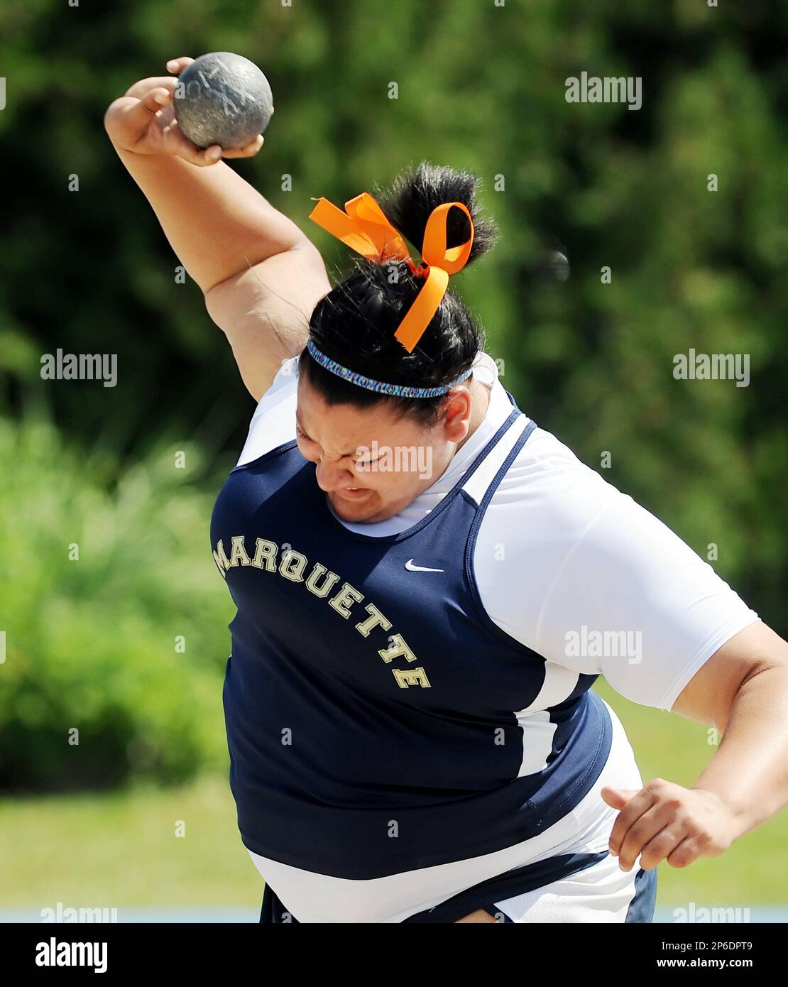 Ottawa Marquette's Anissa Razo prepares to throw in the Class 1A shot ...