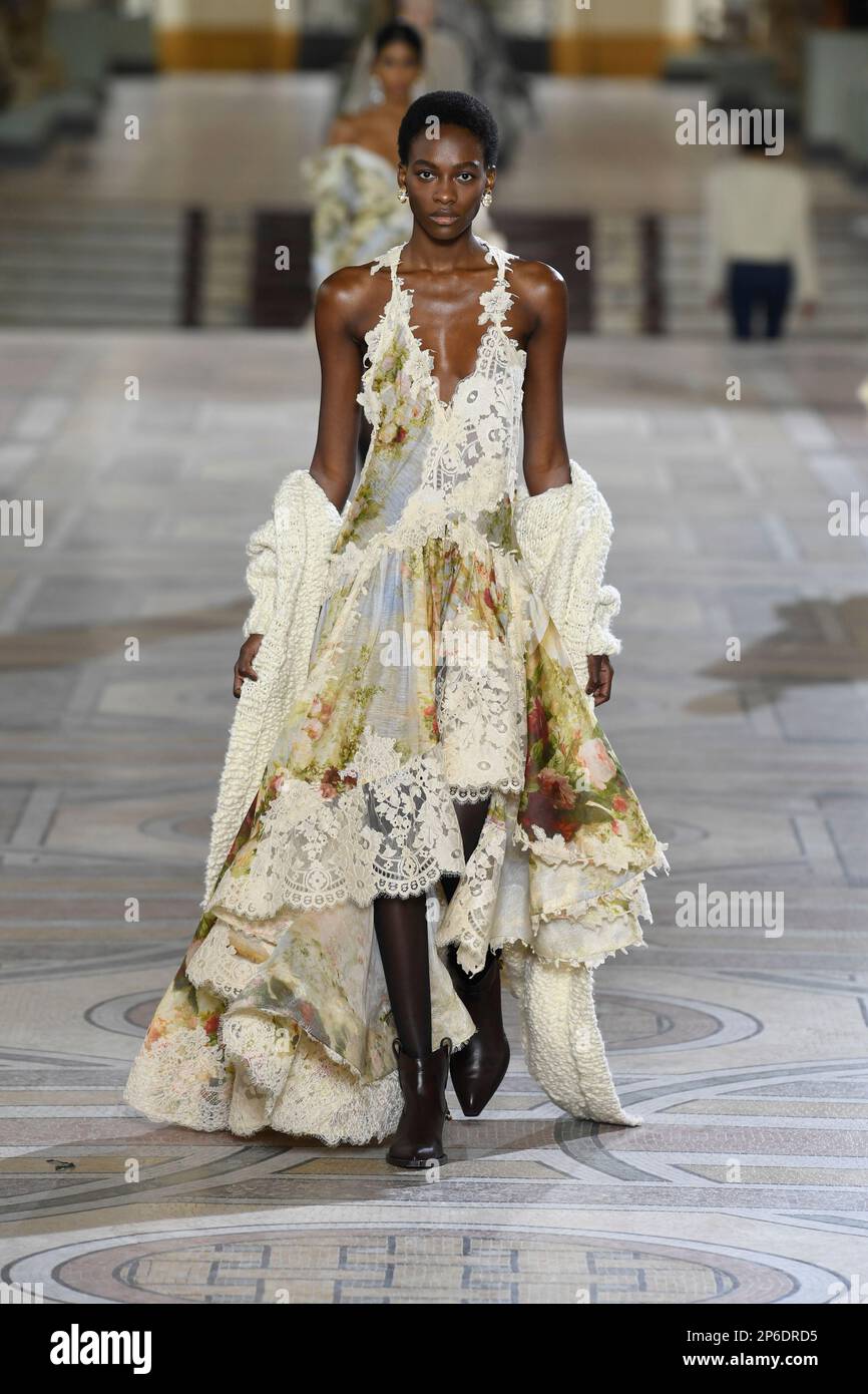 A model walks on the runway at the Zimmerman fashion show during the ...
