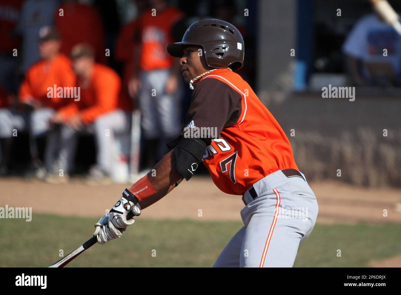 Bowling Green Falcons catcher Fred Sharp #7 at bat during a game ...