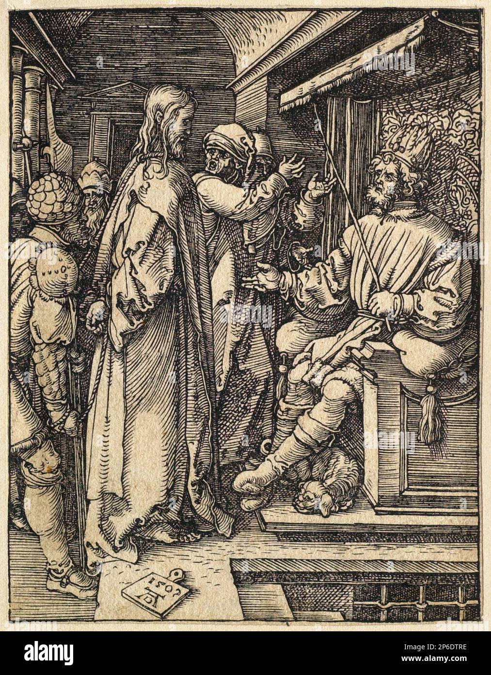 Albrecht Dürer, The Little Passion: Christ before Herod, 1509, woodcut ...