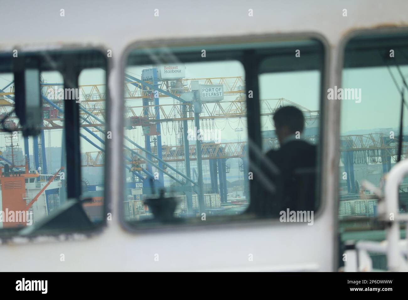 The Captain of the Stena Superfast VII guides the ship into dock in ...