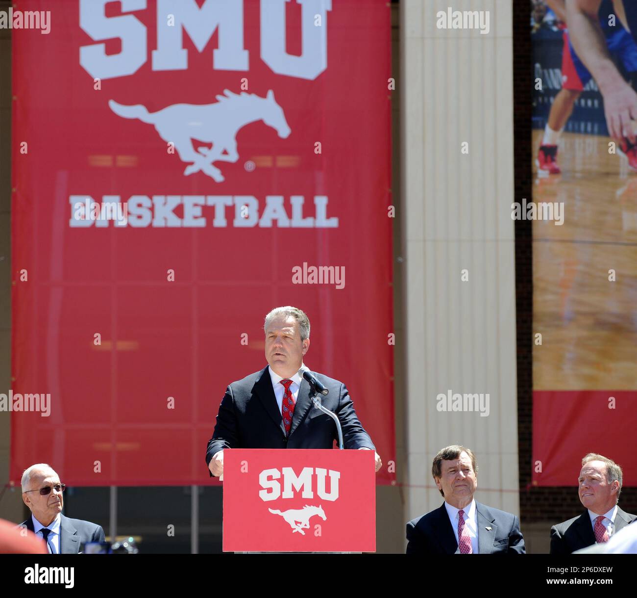 April 23, 2012: Steve Orsini (podium) with R. Gerald Turner (seated ...