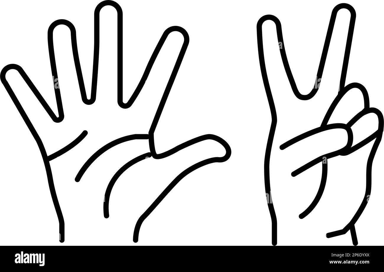 seven number hand gesture line icon vector illustration Stock Vector Image & Art - Alamy