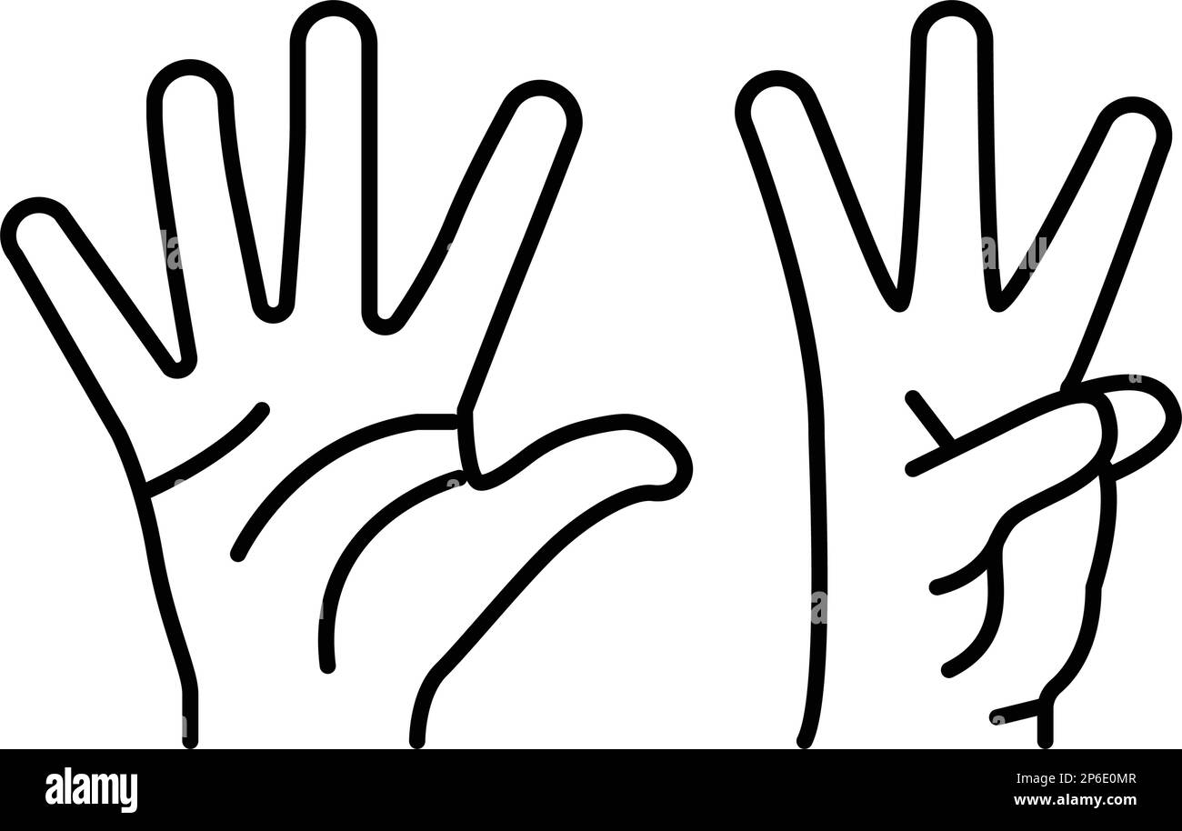 eight number hand gesture line icon vector illustration Stock Vector ...