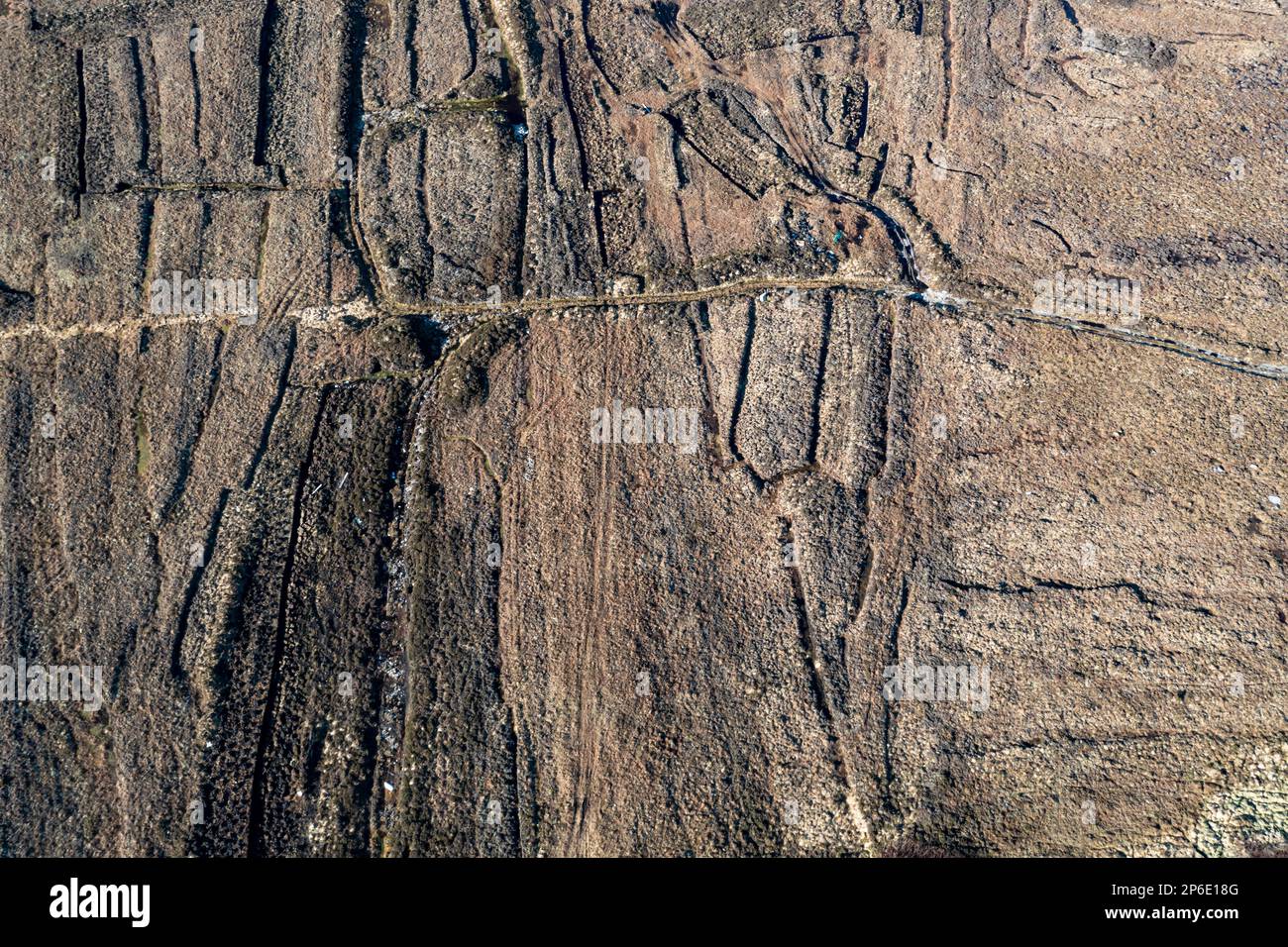 Aerial view of peatbog at Gortahork in County Donegal, Republic of ...