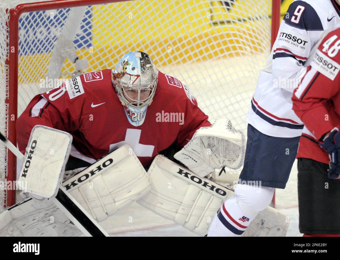 Goalkeeper Reto Berra of Switzerland concentrates during the Group H ...