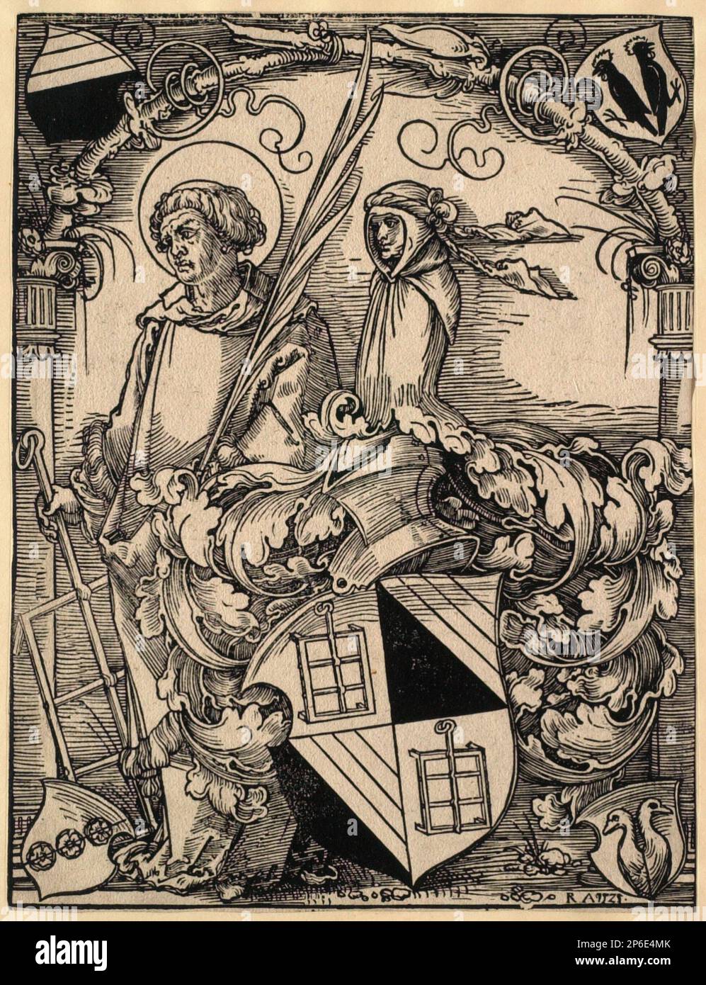Hans Sebald Beham, The Pomer Arms, 1525, woodcut on paper Stock Photo ...