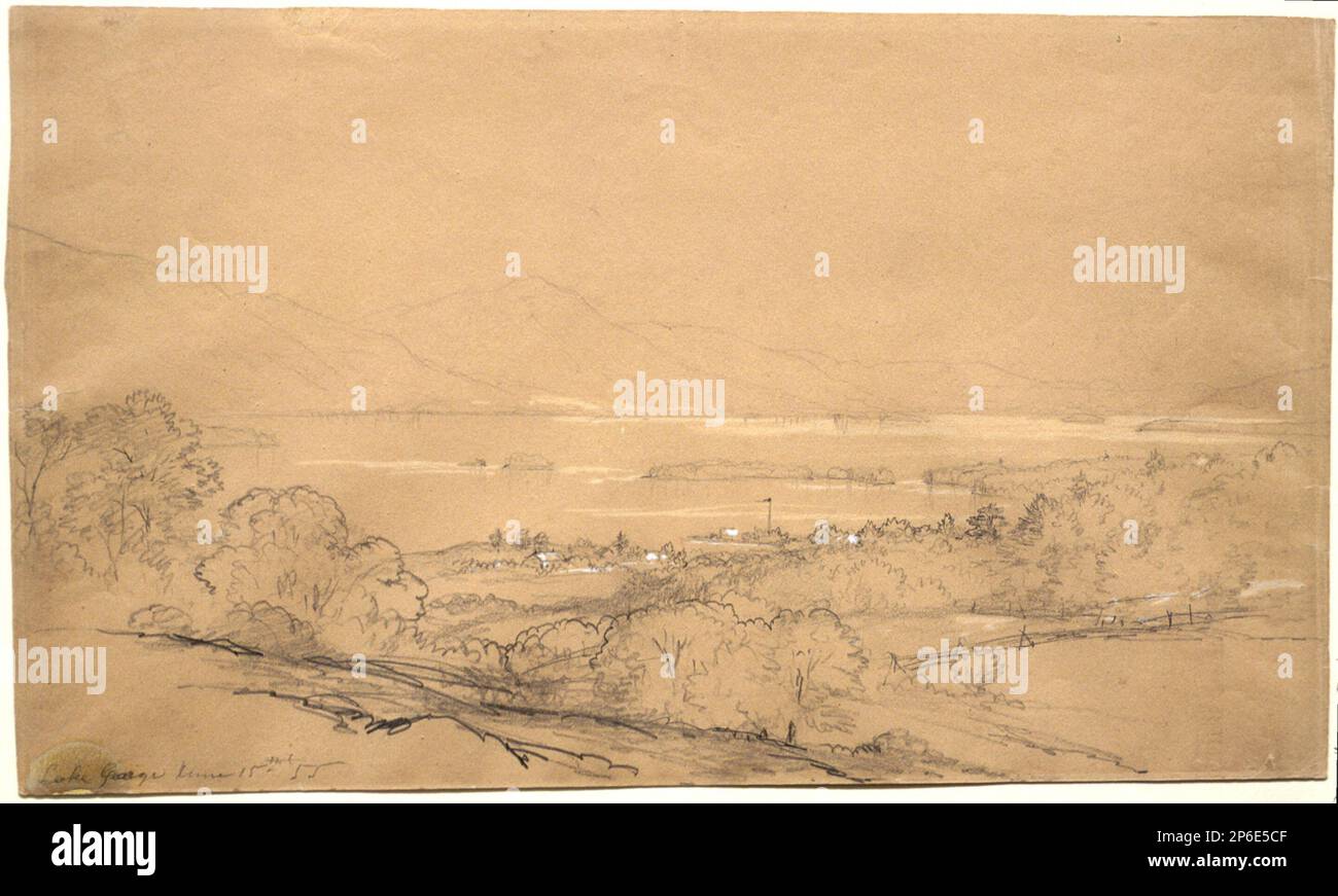 John Frederick Kensett, Lake George, 1855, pencil with white ...