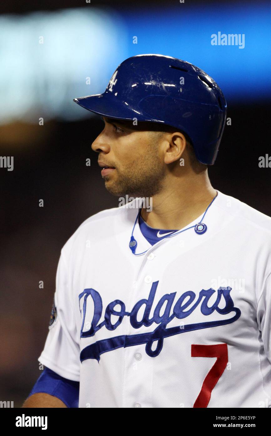 James Loney #7 of the Los Angeles Dodgers during a game against the San ...