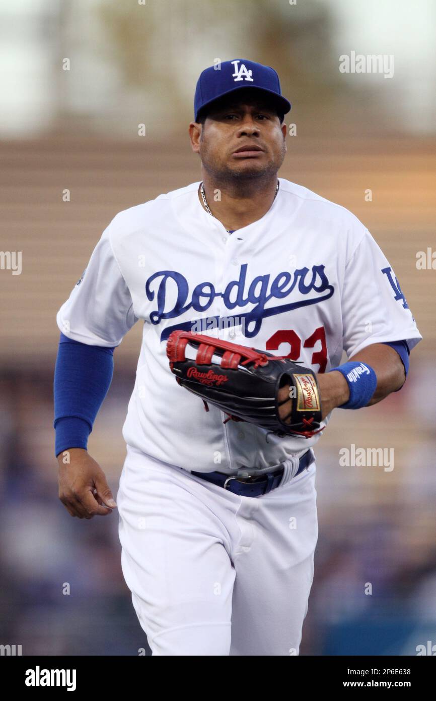 Bobby Abreu #23 of the Los Angeles Dodgers during a game against the ...