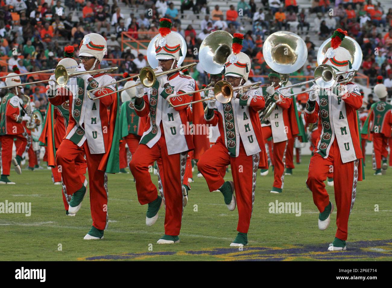 Florida A&M Marching 100 Band during a performance at halftime of the ...