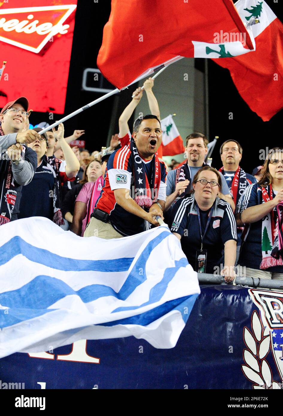 MAY 12 2012 New England Revolution fans celebrate a 4-1 victory over ...