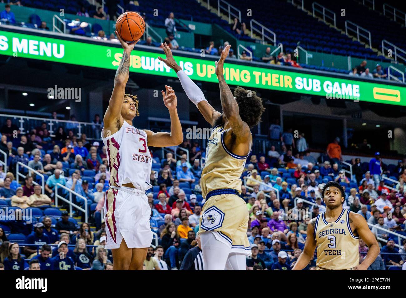 March 7, 2023: Florida State Seminoles forward Cam Corhen (3) shoots on ...