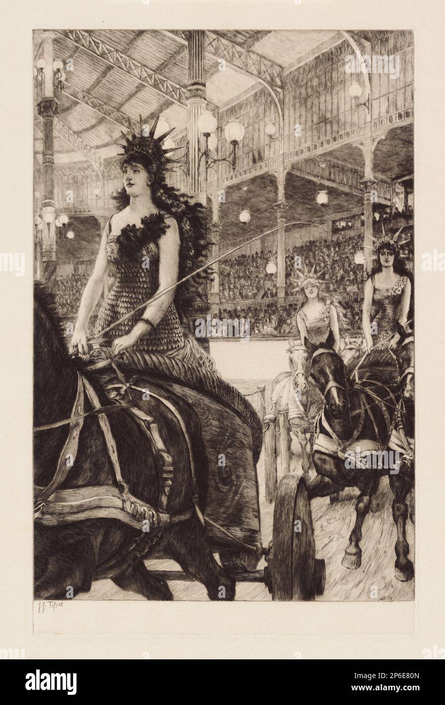 James Tissot, Ces Dames des Chars, 1885, etching and drypoint on paper ...