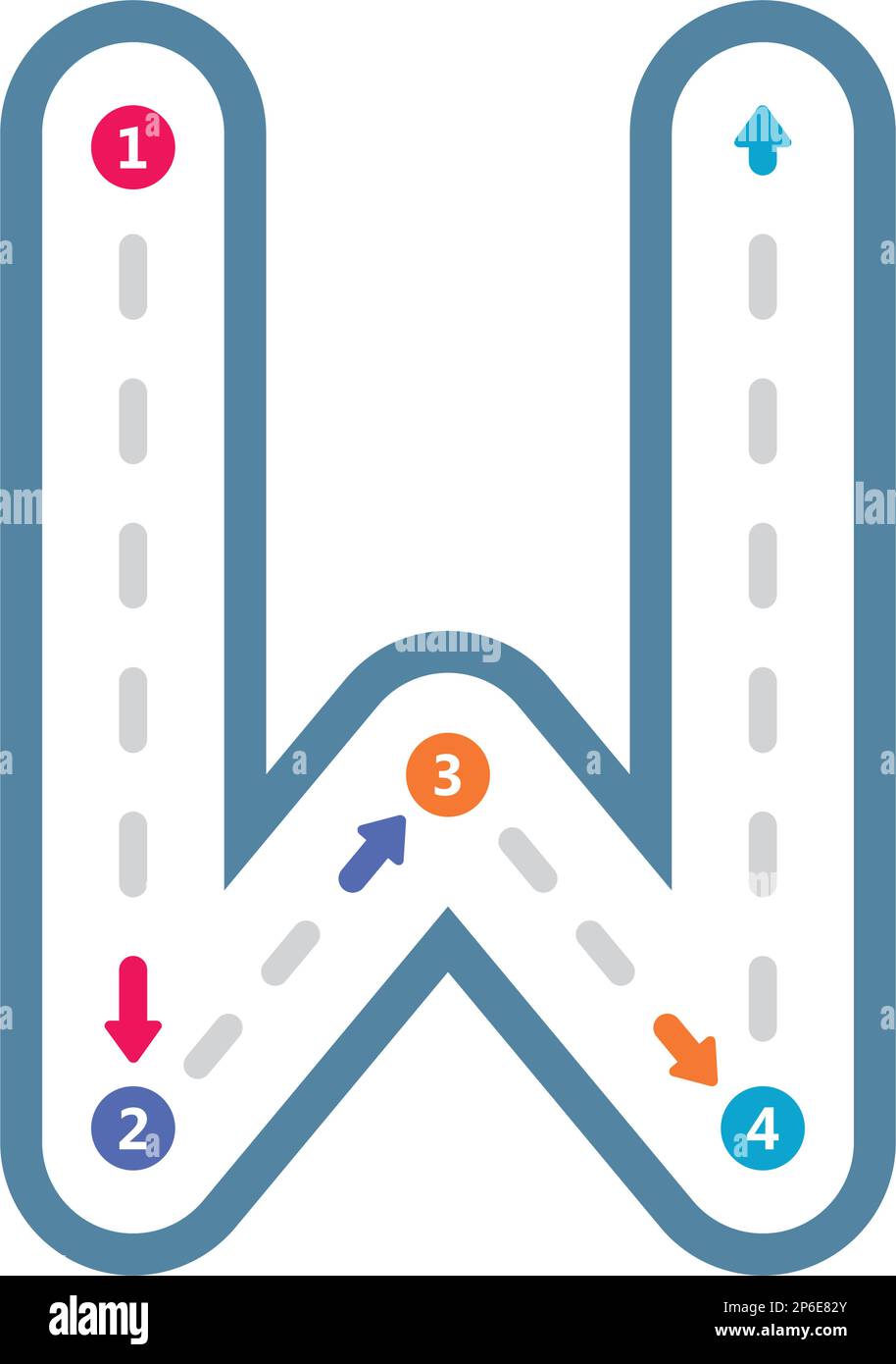 Tracing alphabet letter W uppercase prewriting dotted line element for ...