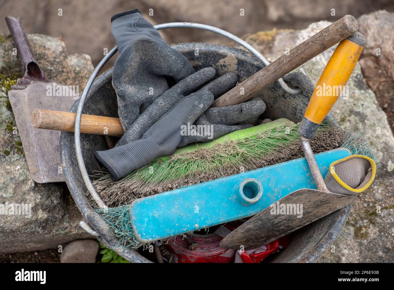 Tools in an archaeological excavation, work tools Stock Photo - Alamy