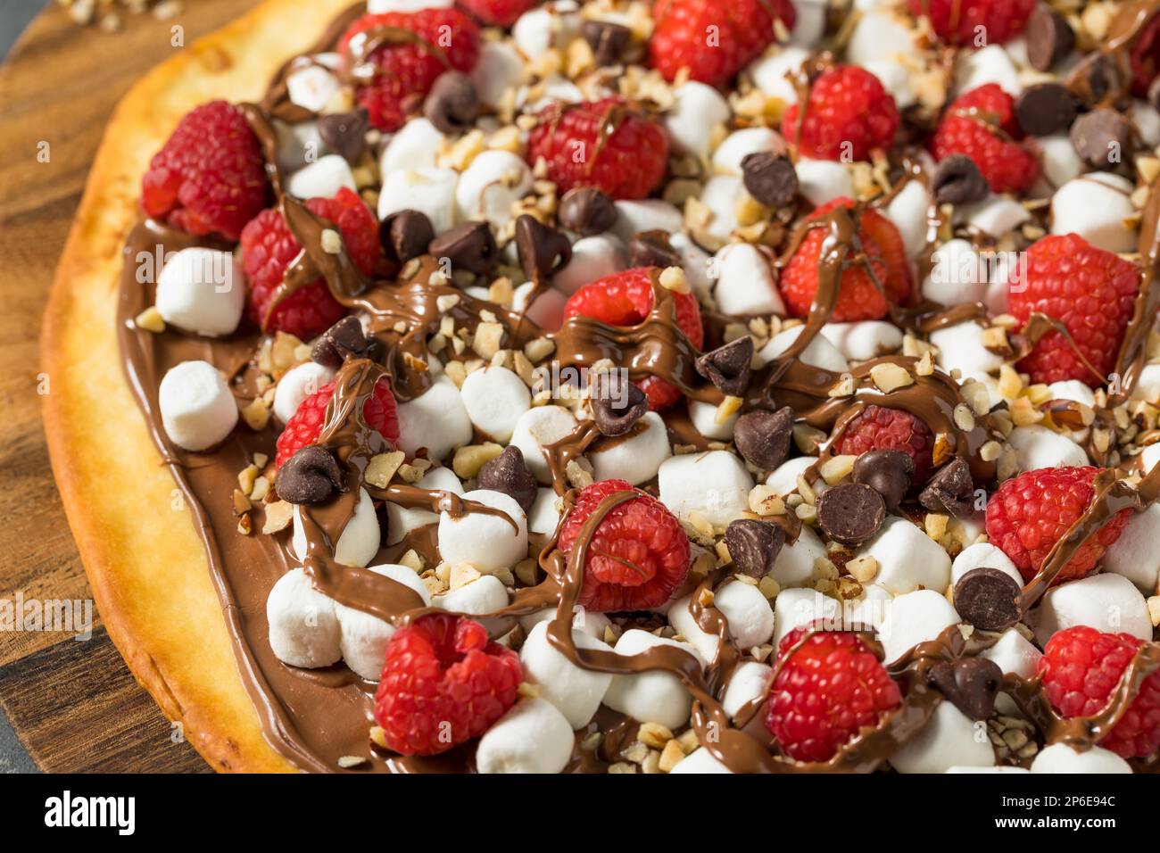 Homemade Sweet Chocolate Hazelnut Pizza Pastry with Marshmallows and ...