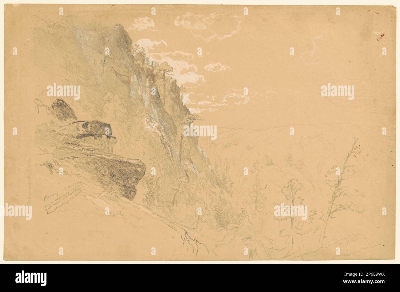 Aaron Draper Shattuck, Monument Mountain, c. 1862, graphite, heightened ...